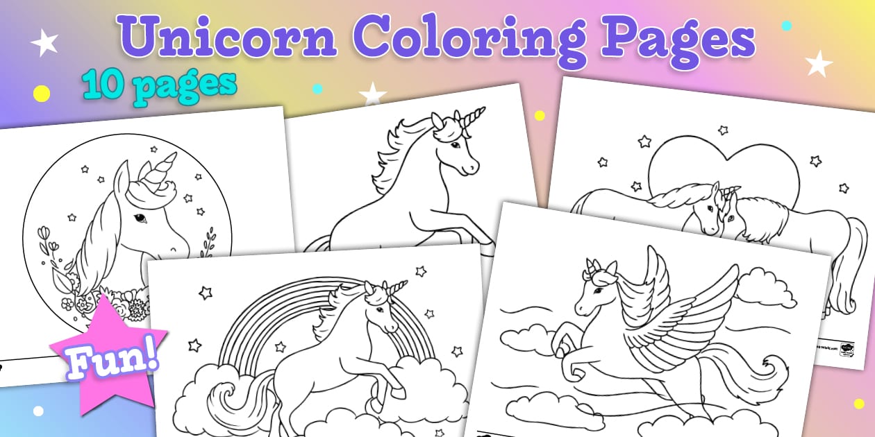 Unicorn Coloring Pages (Hecho por educadores) - Twinkl