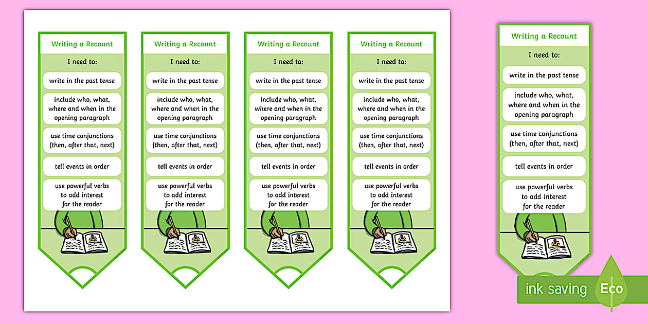 Editable First Level Writing a Recount Bookmarks - Twinkl