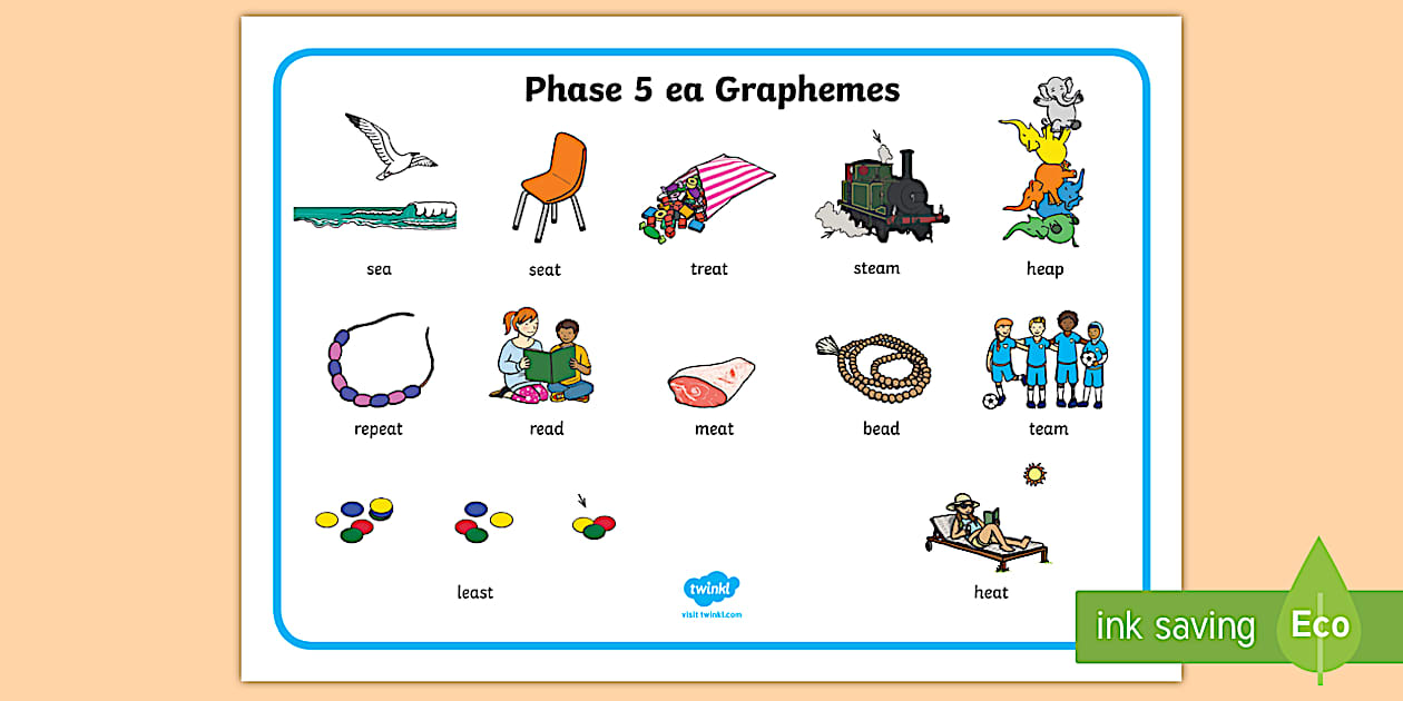 Cursive Phase 5 ea Grapheme Word Mat (teacher made) - Twinkl