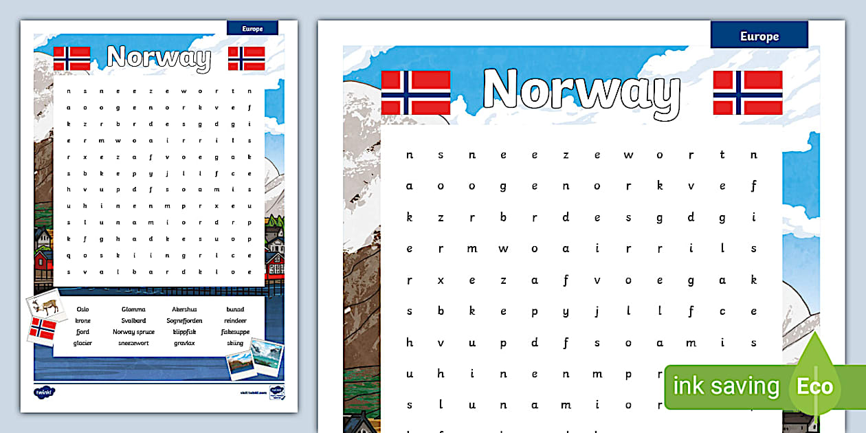 Norway Word Search (teacher made) - Twinkl