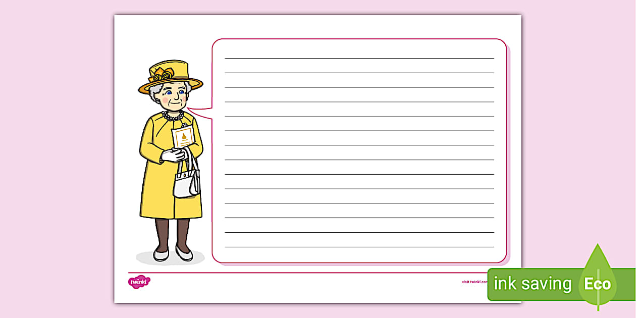Queen Elizabeth II Speech Bubble Writing Frame