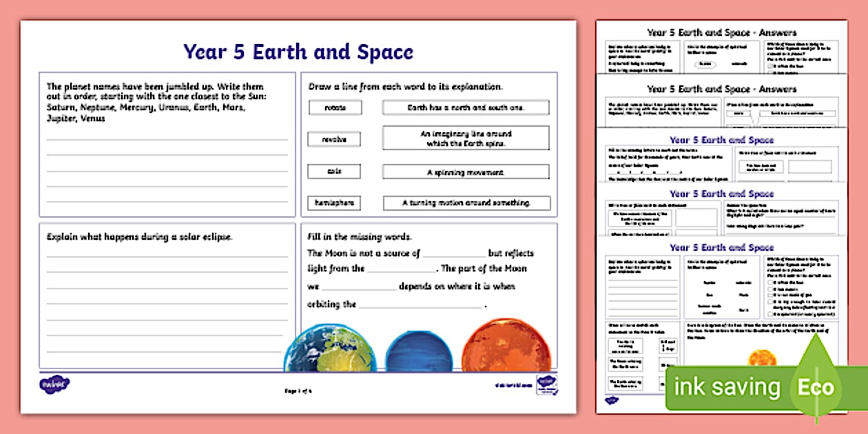 KS2 Year 5 Earth and Space Revision Activity Mat - Twinkl