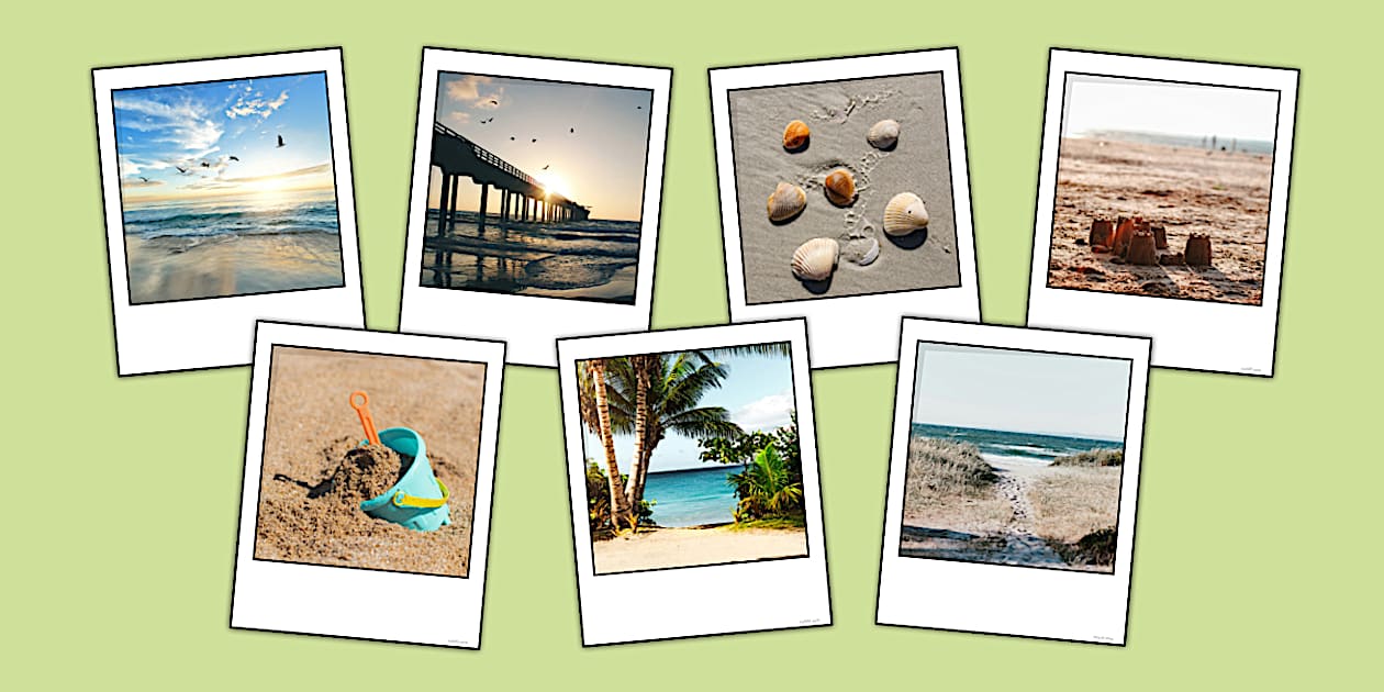 On the Beach Instant Photo Style Display Images - Twinkl