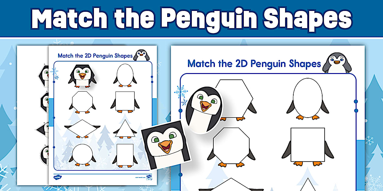 Match the 2D Penguin Shapes Worksheet