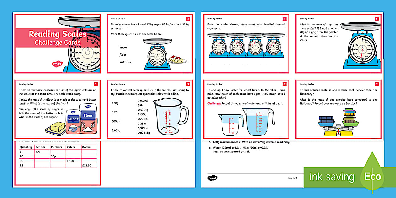 LKS2 Maths Reading Scales Challenge Cards (teacher made)