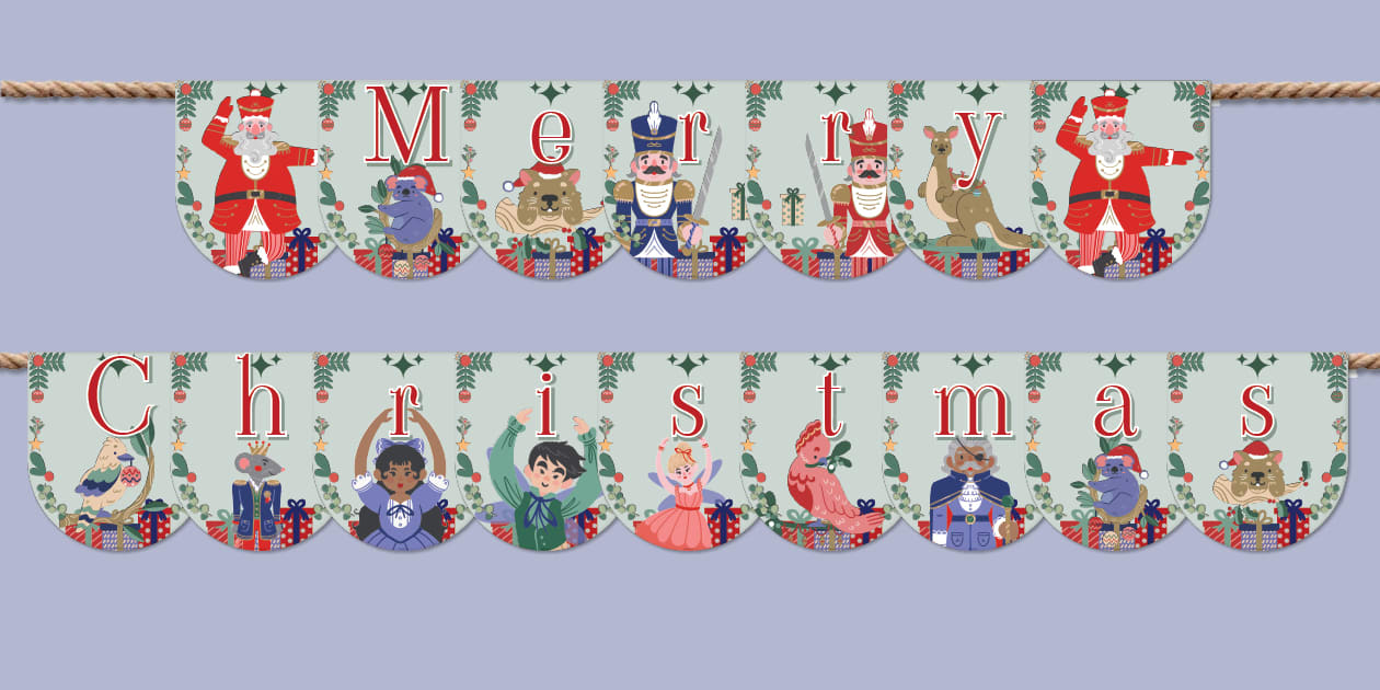 Australian Christmas Themed Merry Christmas Display Bunting