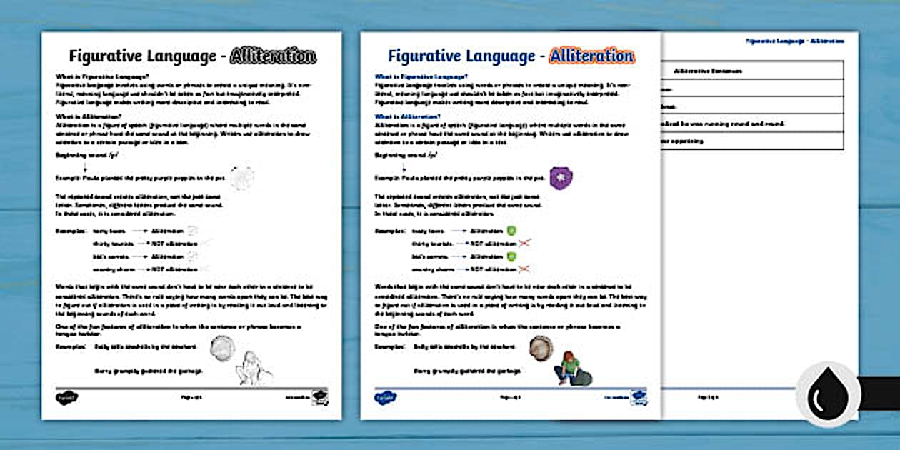 Alliteration Worksheets – Language Activities for Kids