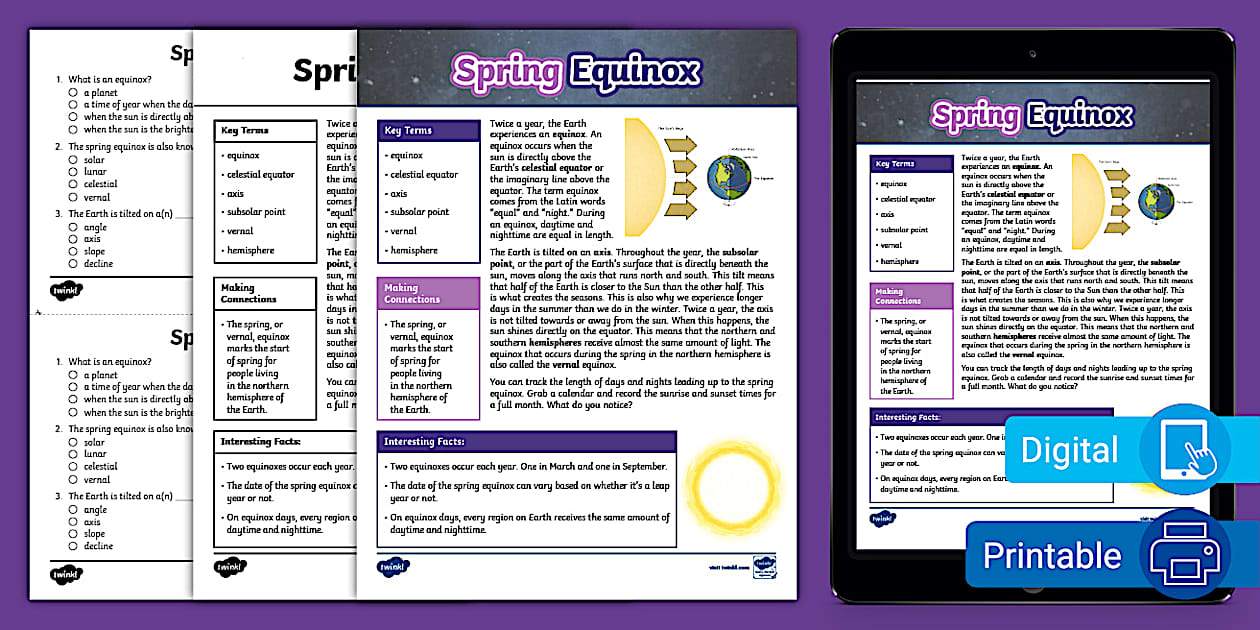Spring Equinox Worksheets | Resource | Twinkl USA - Twinkl