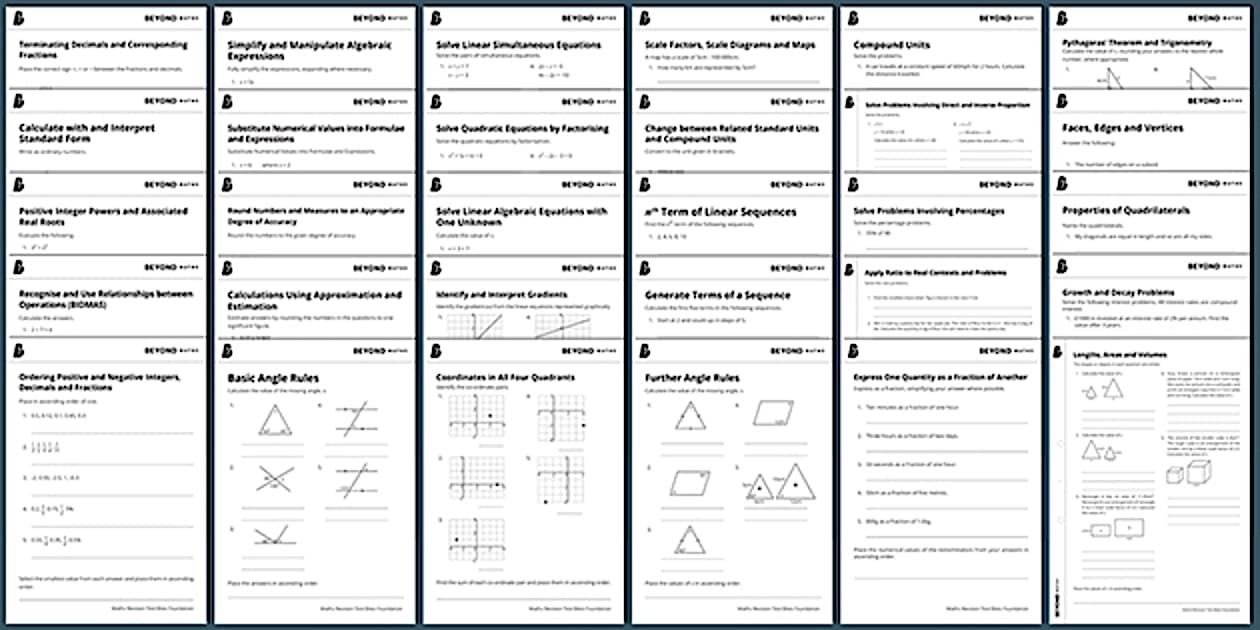 👉 Year 9 - Year 10 Maths Revision Test Bites - Twinkl