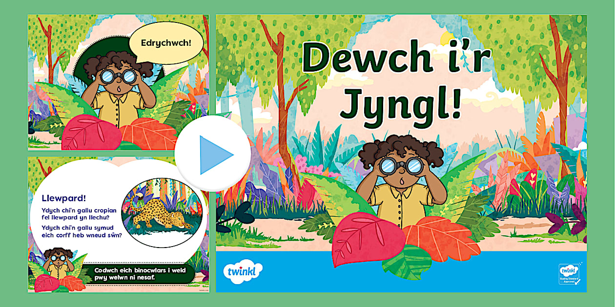 Pŵerbwynt Symudiadau Chwarae Rôl: Dewch i'r Jyngl!