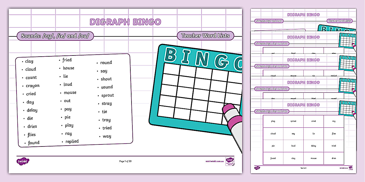 Phase 5 Digraph Bingo Cards