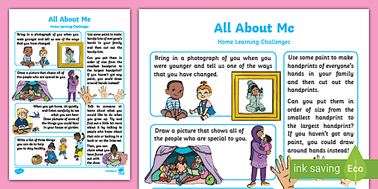 Editable All About Me Home Learning Challenges Reception FS2
