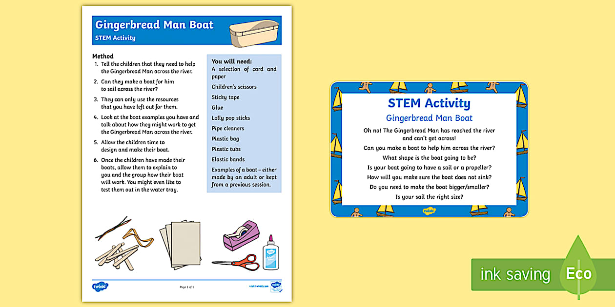 The Gingerbread Man Boat STEM Activity and Prompt Card Pack