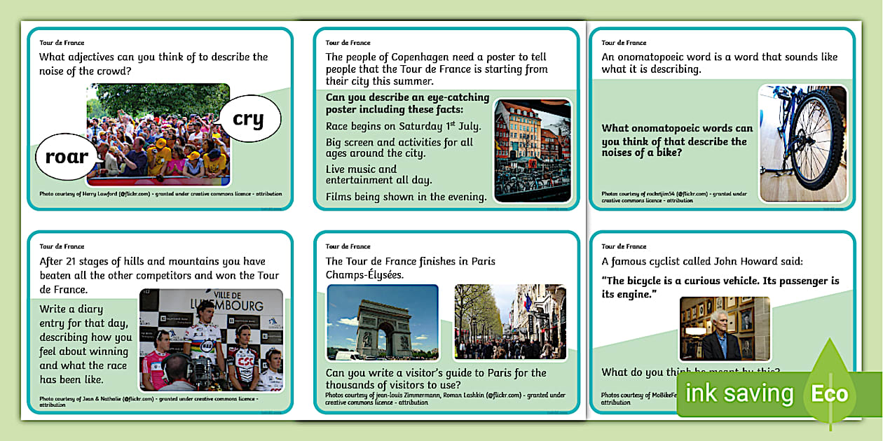Tour de France Literacy Challenge Cards - Twinkl