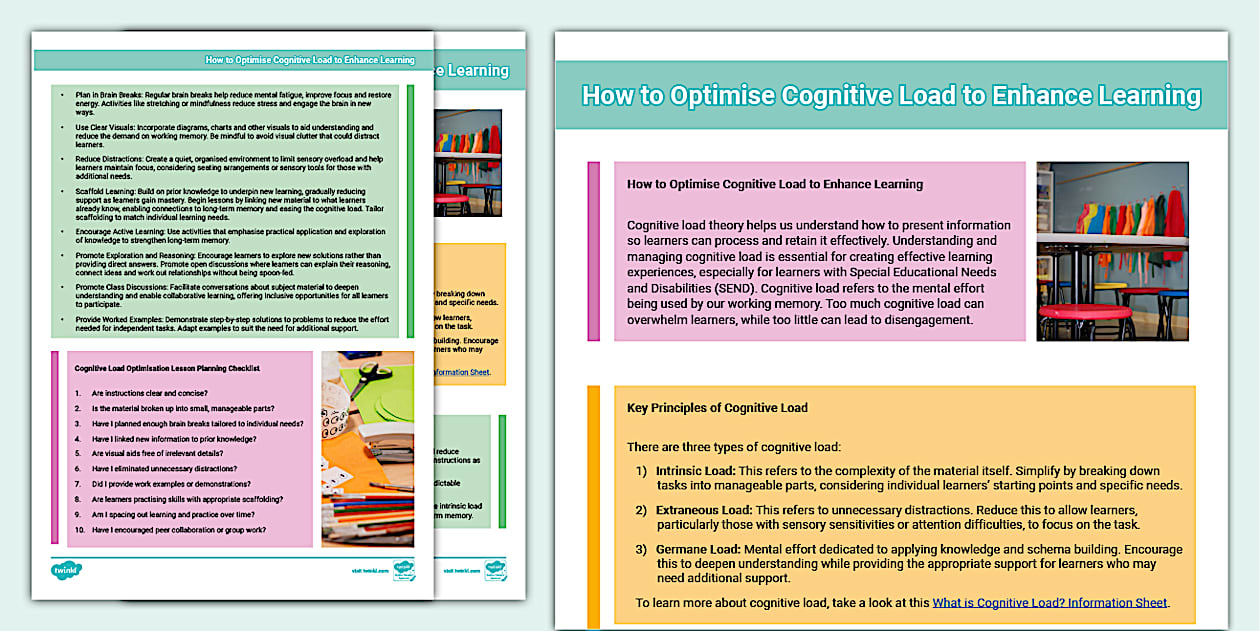 Reducing Cognitive Load | Optimise Cognitive | Twinkl