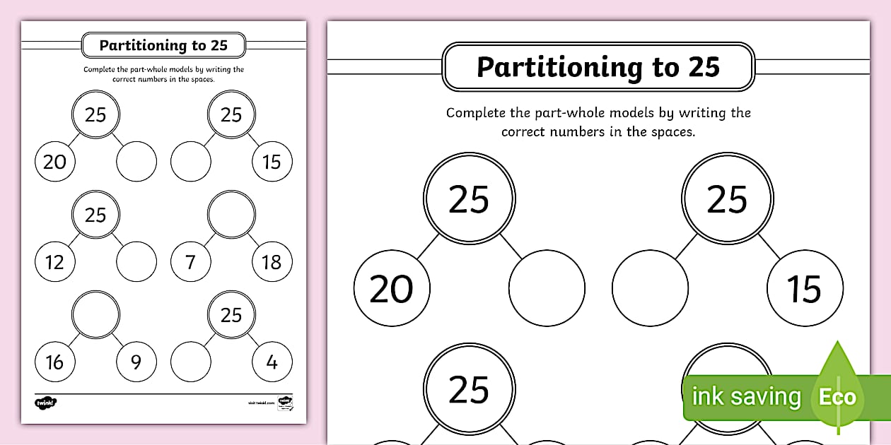 👉 Partitioning to 25 Activity Sheet (Teacher-Made)