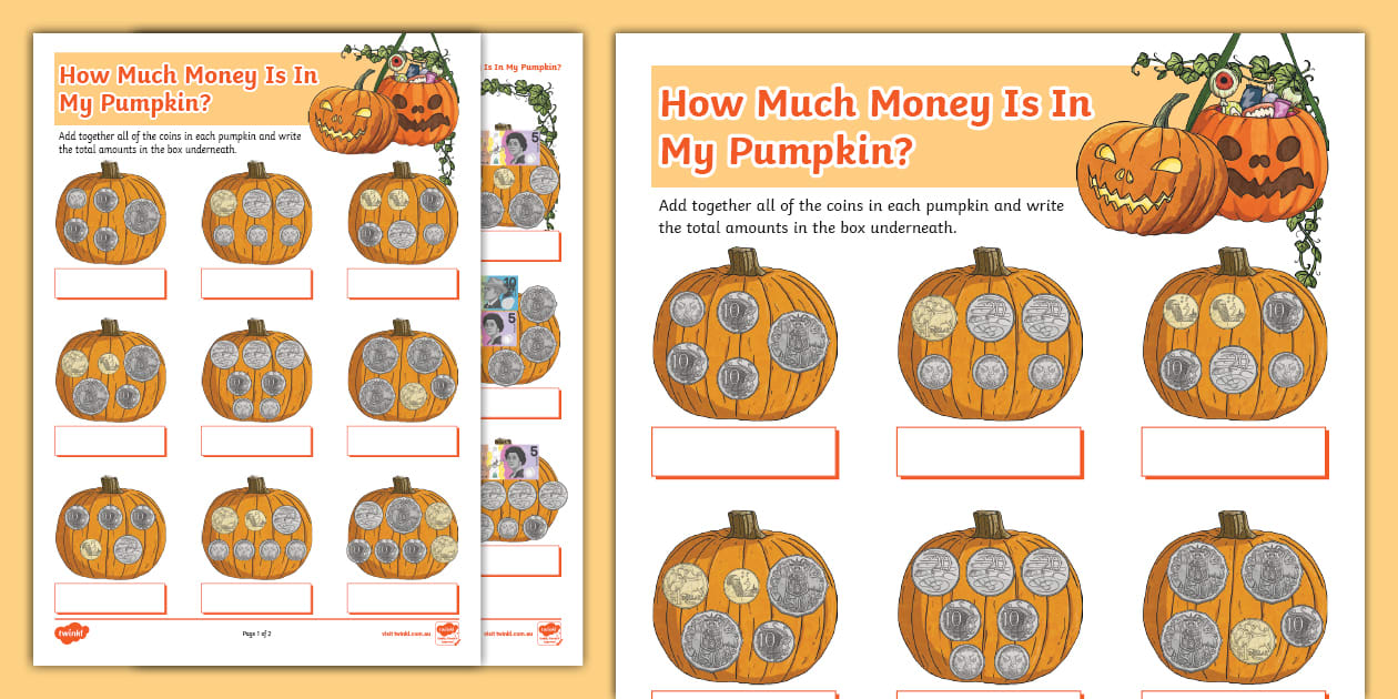 How Much Money Is In My Pumpkin? (teacher made) - Twinkl