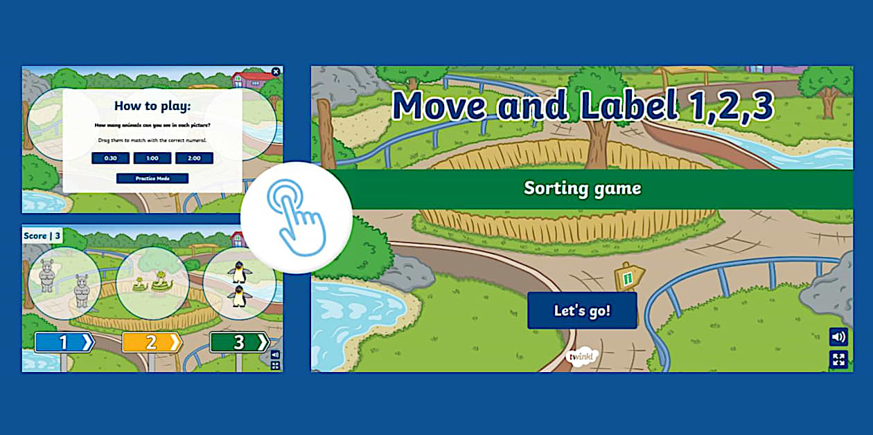 Move and Label 1, 2, 3 Interactive Sorting Game | Twinkl
