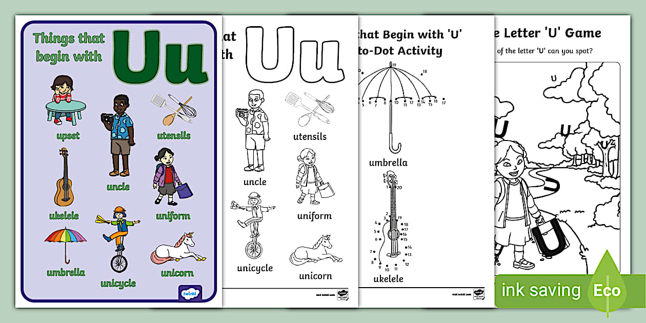 Things that Begin with U Worksheets Pack - Twinkl Resources