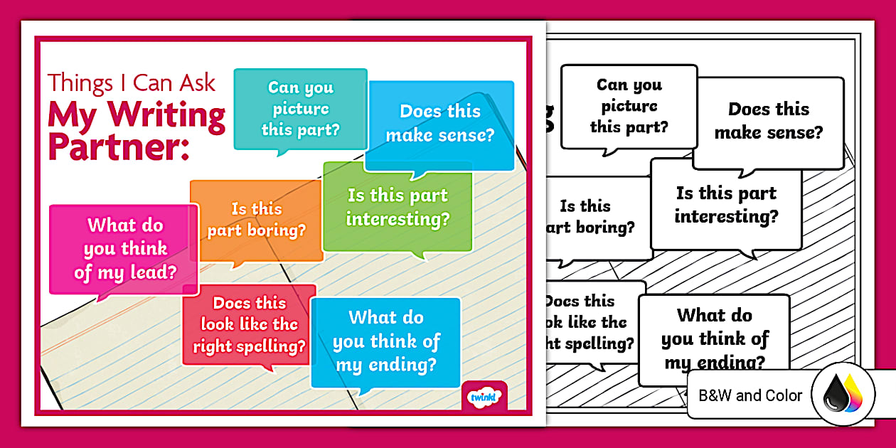 Writing Partners Poster for 6th-8th Grade (teacher made)