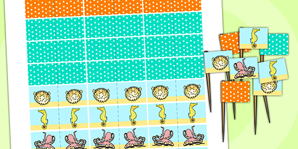 Under the Sea Themed Birthday Party Toothpick Flags - birthdays