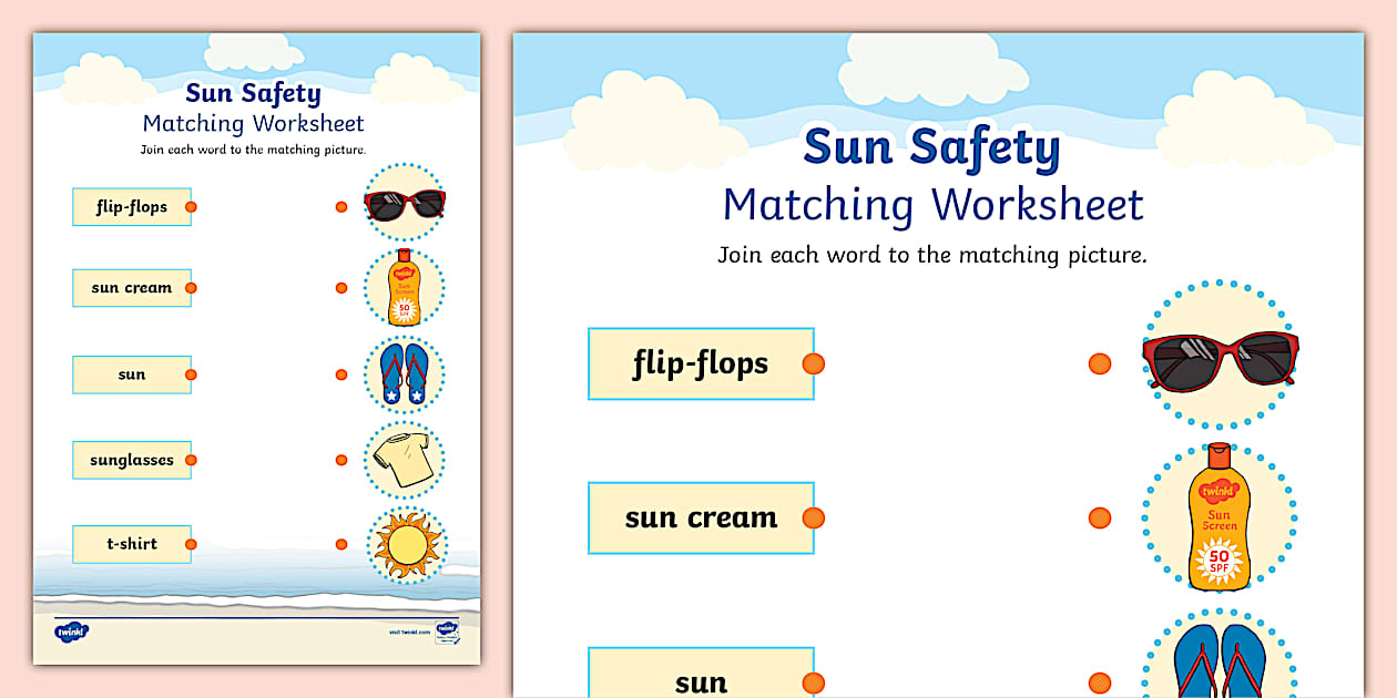 Sun Safety Word and Picture Matching Activity (teacher made)