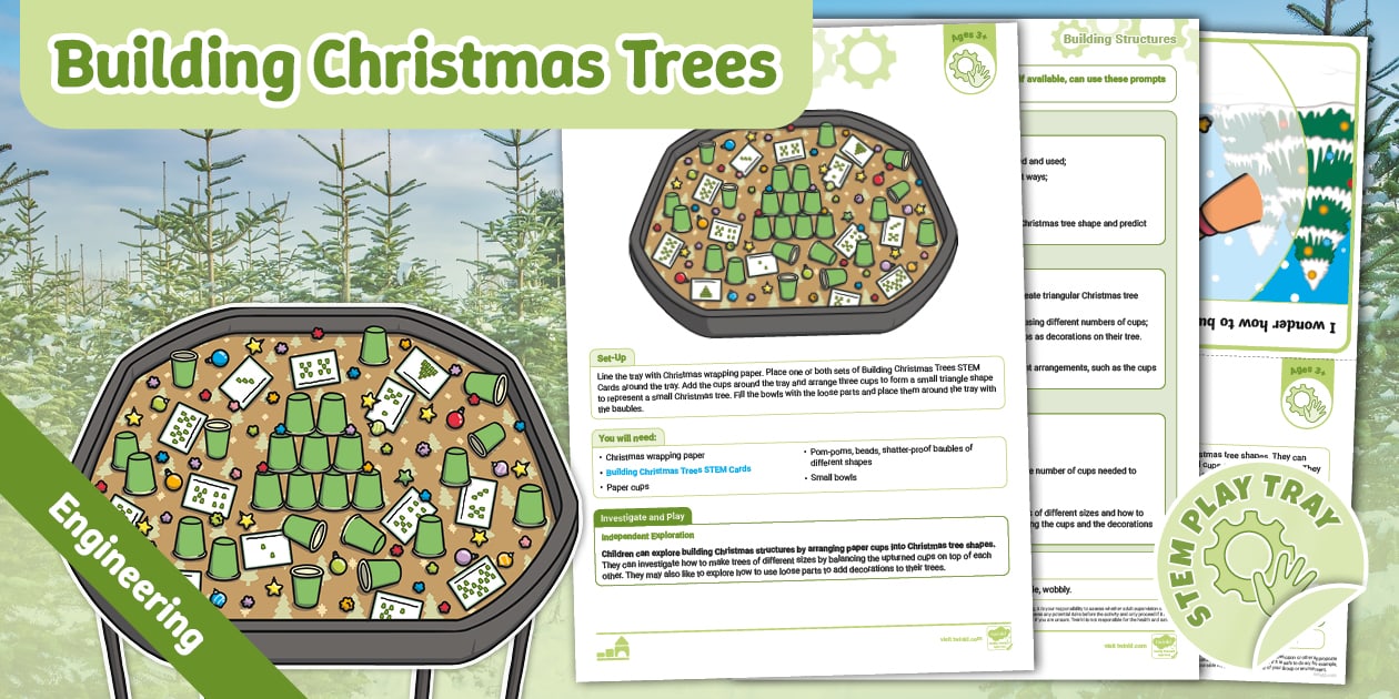 Christmas STEM Play Tray: Building Christmas Trees | Twinkl