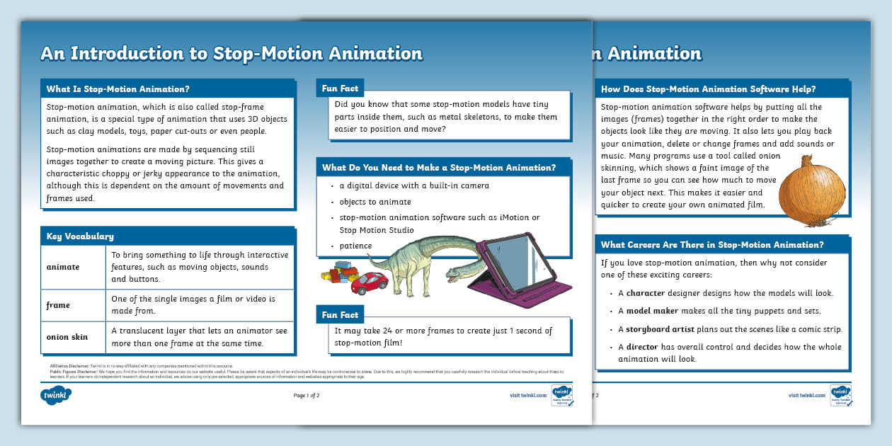 Stop-Motion Animation Information Poster for KS2 Children
