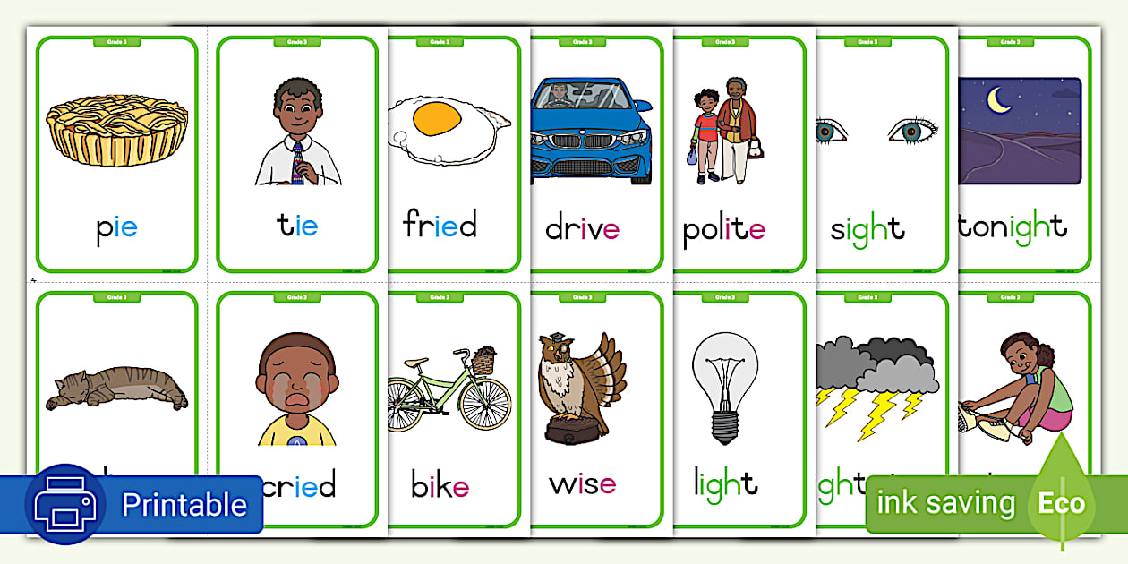 Grade 3 Phonics: Long i: Flashcards (Teacher-Made) - Twinkl