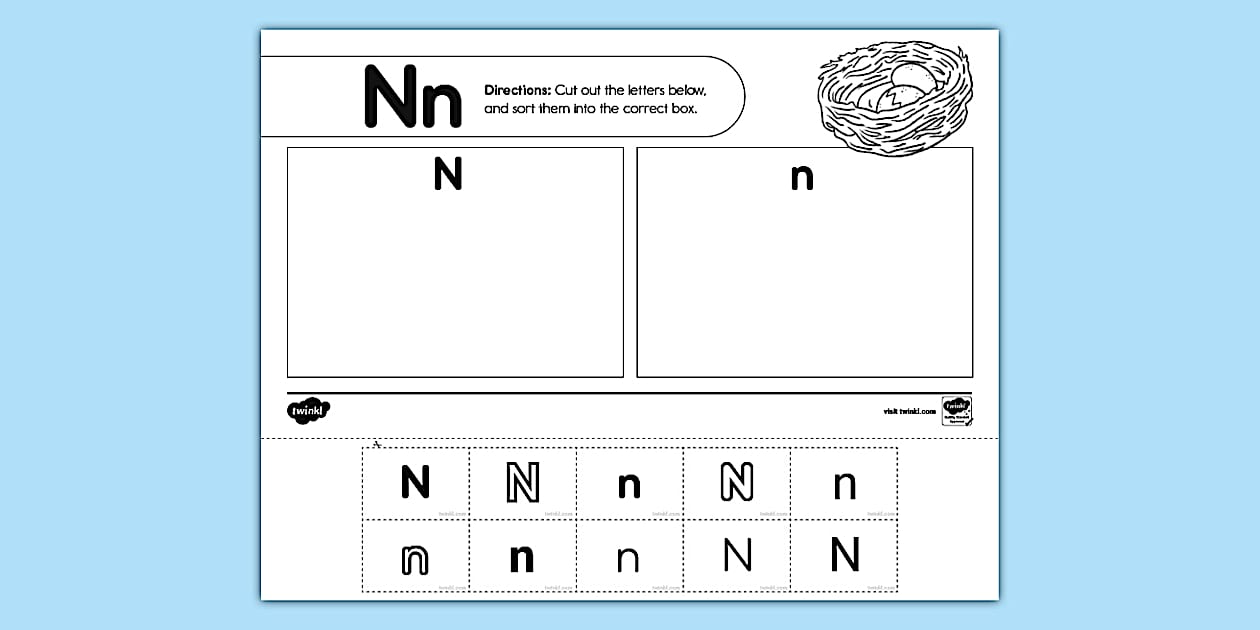 Uppercase and Lowercase Letter N Sort for PreK-K - Twinkl