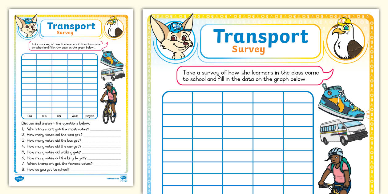 Grade 1 Maths Data Handling - How We Get to School - Twinkl