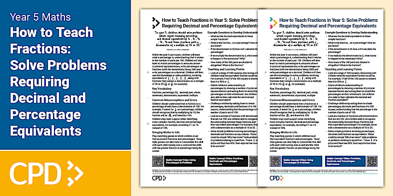 Solve Problems Requiring Decimal and Percentage Equivalents