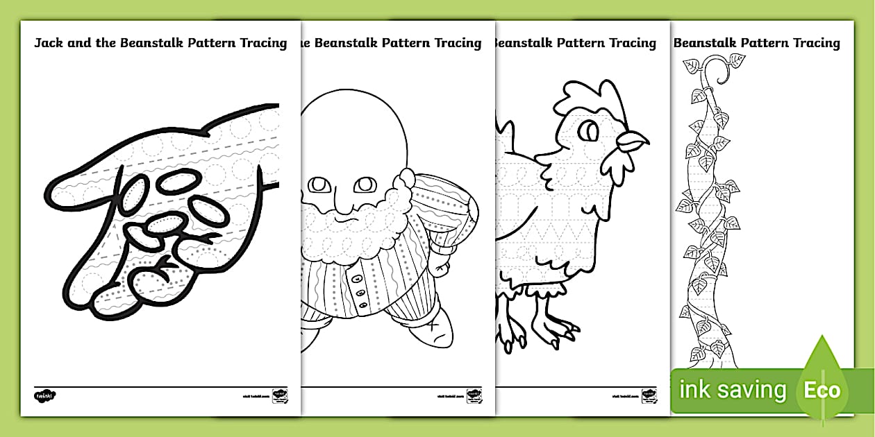 Jack and The Beanstalk Pattern Tracing Activity - Twinkl