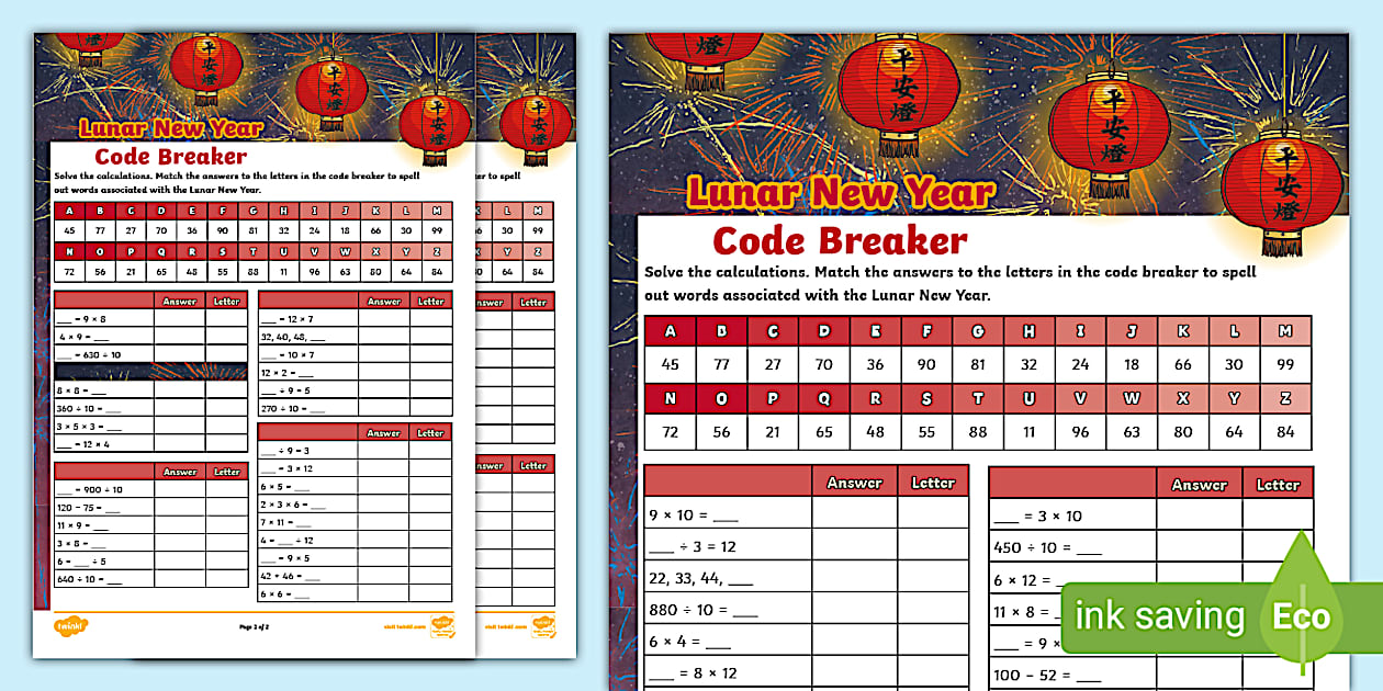 👉 Year 4 Lunar New Year Code Breaker (creat de profesori)