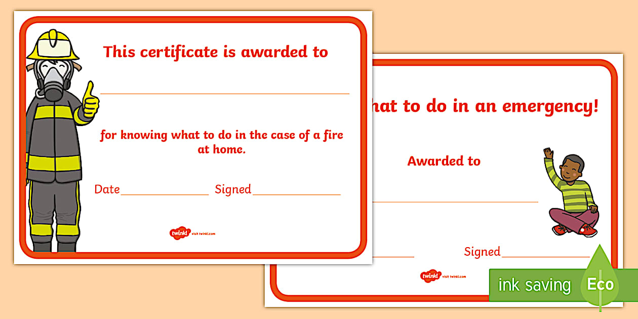 Who To Call In An Emergency Certificates (teacher made)