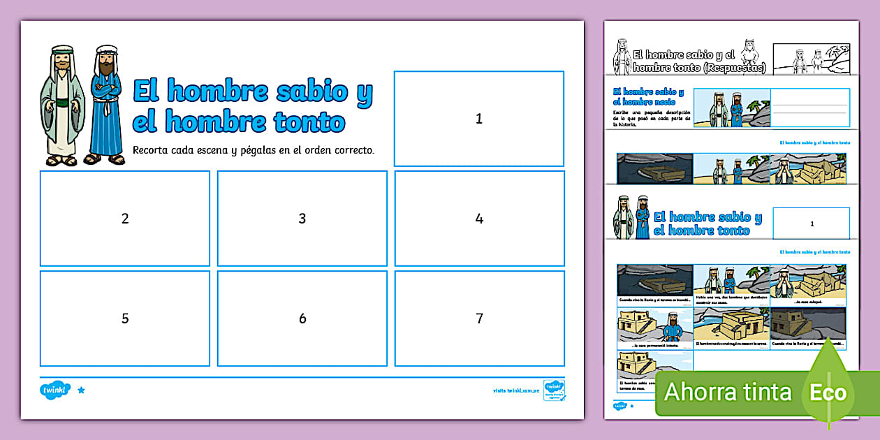 Hoja de trabajo: Parábola del hombre sabio y el hombre necio