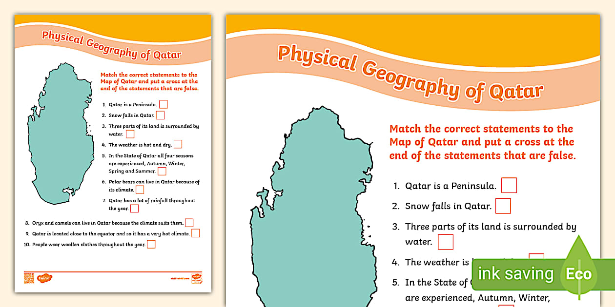 Physical Geography of Qatar Worksheet (teacher made)