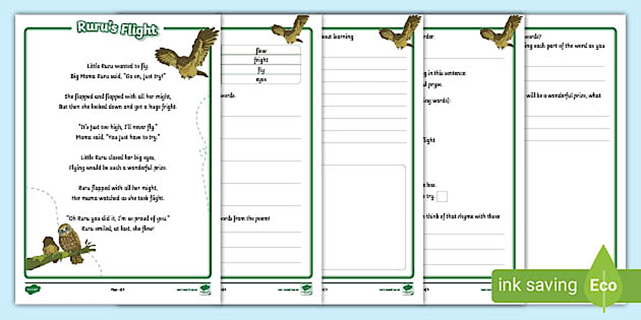 Ruru's Flight Poem Pack (teacher made) - Twinkl