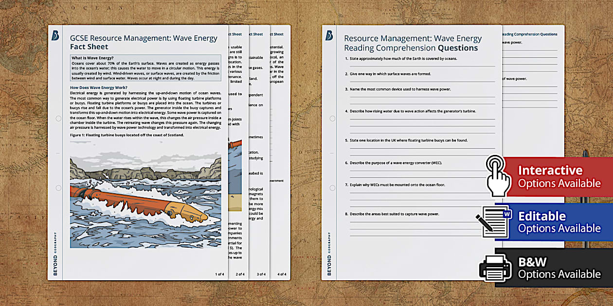 GCSE Resource Management Wave Energy Reading Comprehension