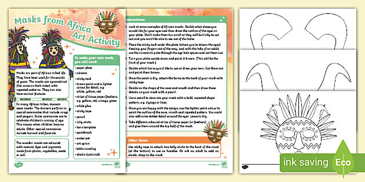 KS1 African Mask Designs Art Activity (teacher made)