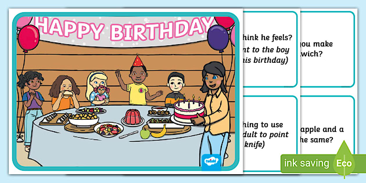 Birthday Party Scene Blanks Level 3 Questions (teacher made)