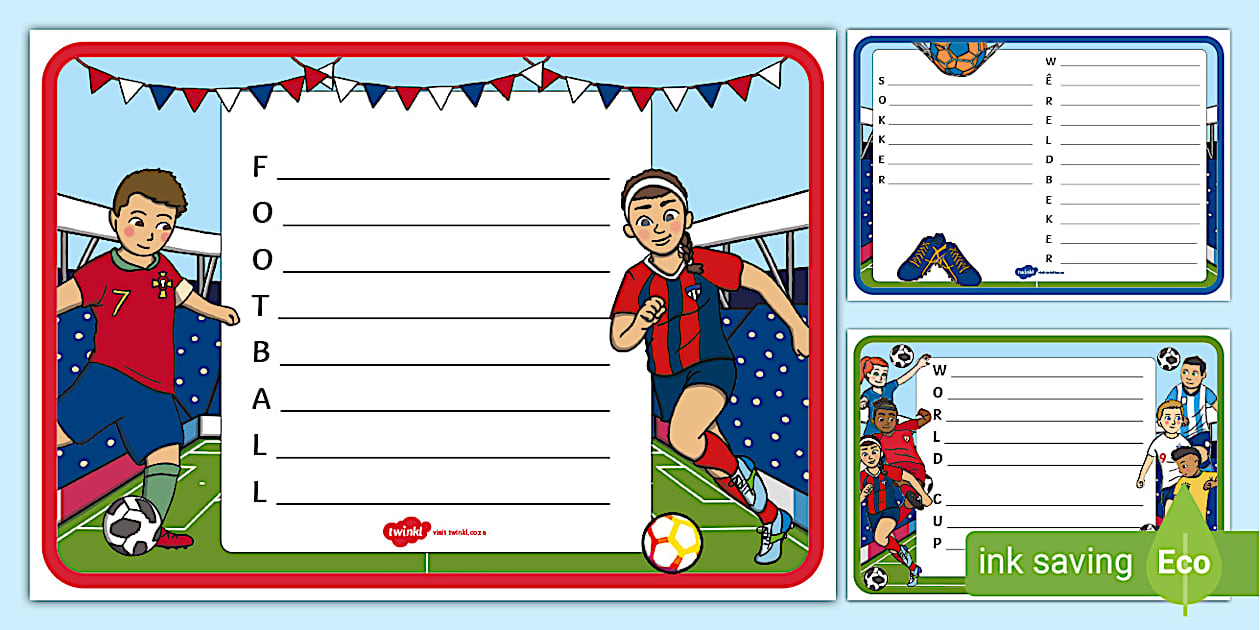 Football World Cup Acrostic Poem Pack English/Afrikaans