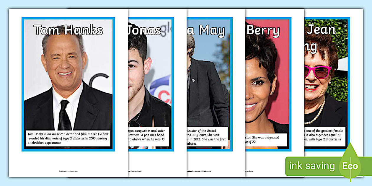 Famous People with Diabetes Display Photos (teacher made)