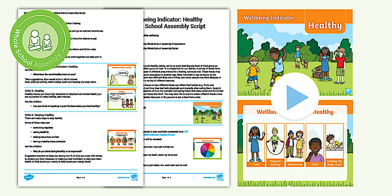 Whole School Assembly on Wellbeing Indicator: Healthy PowerPoint