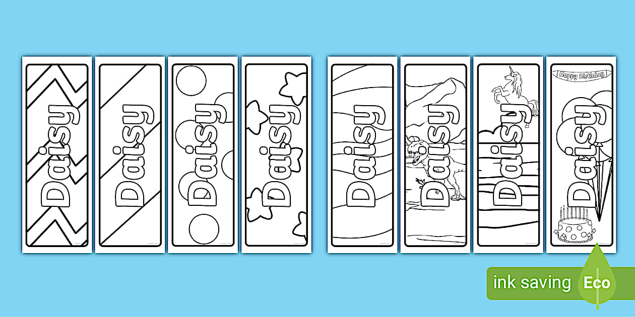 Daisy Name Simple Colouring Bookmarks (teacher made)