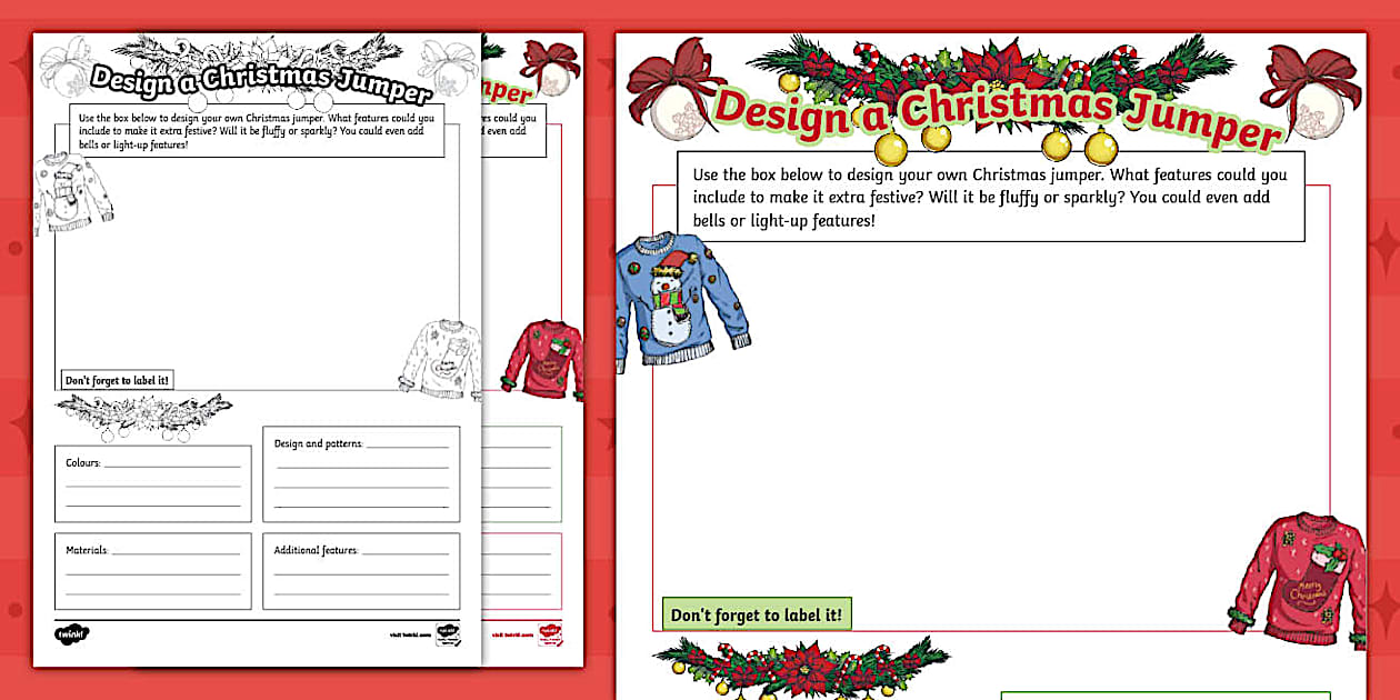 Design a Christmas Jumper Worksheet