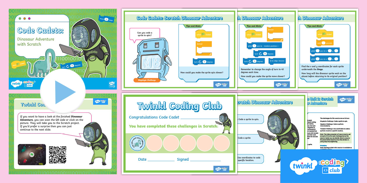 Code Cadets: Unit 2: Session 1 Scratch Dinosaur Adventure