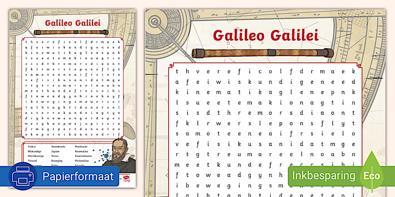 Galileo Galilei Woordsoek - Twinkl