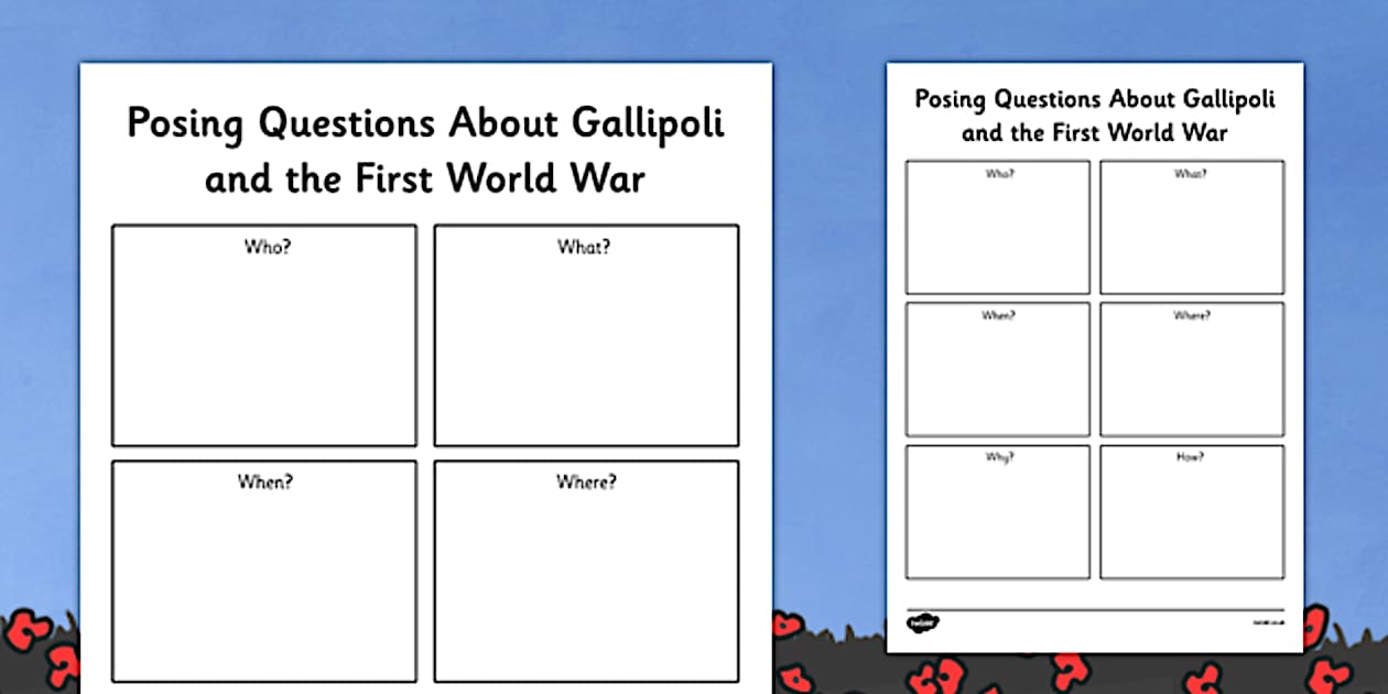 Posing Questions About Gallipoli and The First World War Worksheet