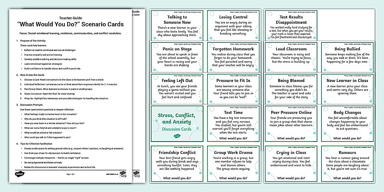 Stress, Conflict, and Anxiety - Discussion Cards - Twinkl